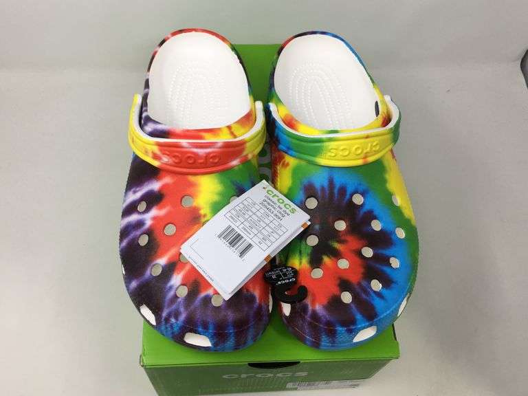 Lot of 2 Unisex Crocs Tie-Dye Pattern -Size m11- Multi - Dutch Goat