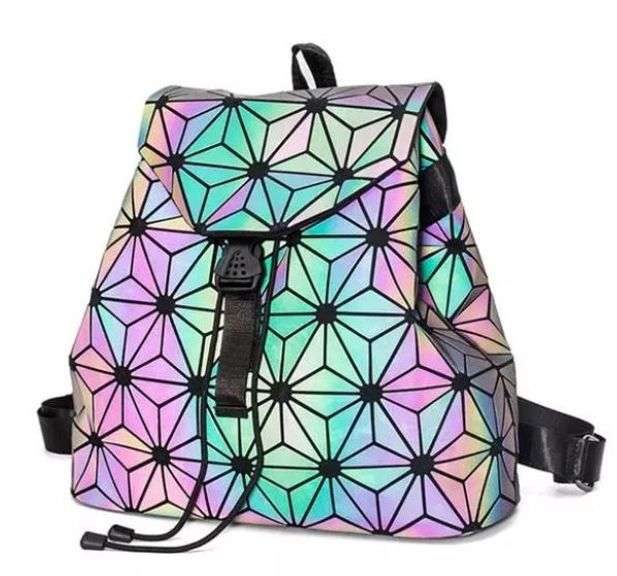 Geometric Backpack Luminous Backpacks Holographic Reflective Bag ...