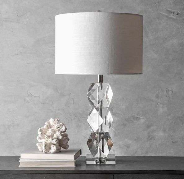 nuLOOM 27" Clear 3-Way Crystal Table Lamp With Silk Shade - Type A Bulb ...