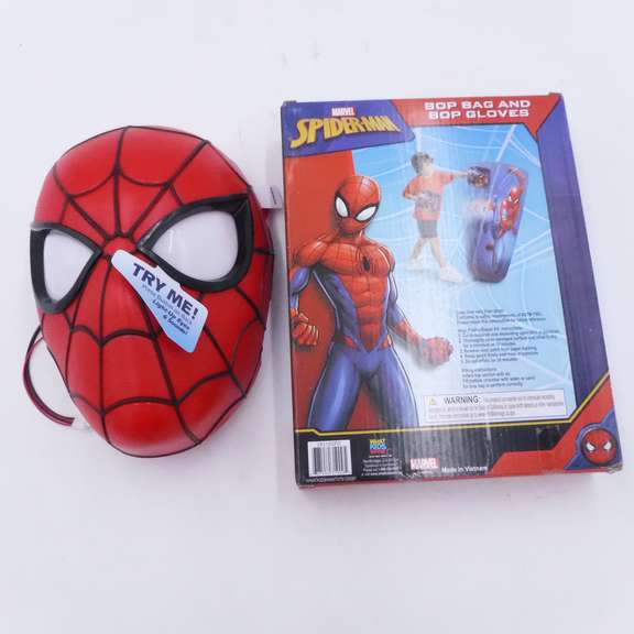 Assortment Of Spiderman Items, Spiderman Bop Bag & Gloves- 36 ...