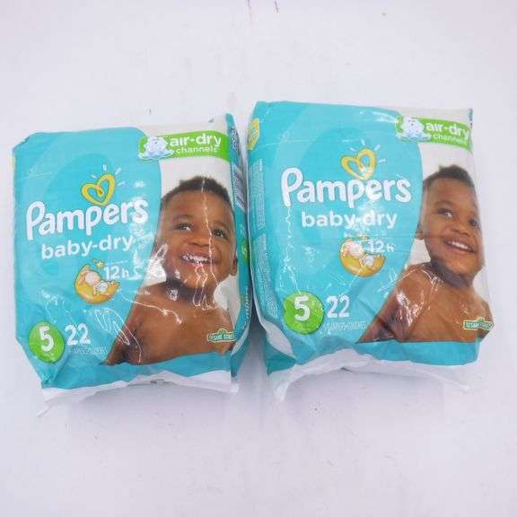 Lot Of 2 Pampers Baby-Dry Diapers- Size:5 (22 Pack Each) - Dutch Goat