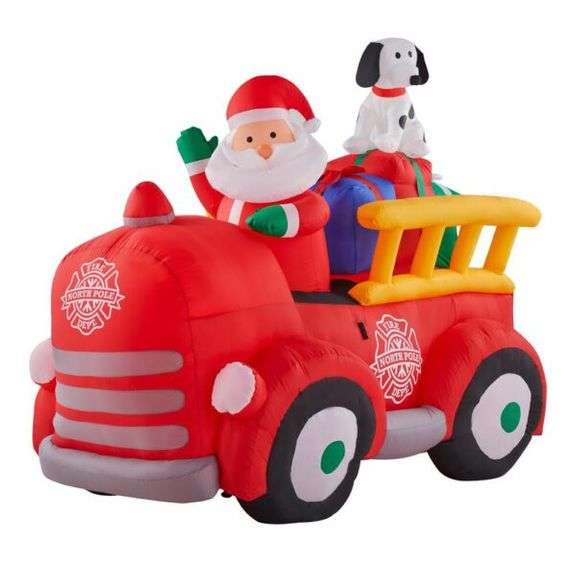 Airblown Inflatable Santa's Vintage Fire Truck 6 Feet Lights Up - Dutch ...