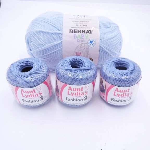 Bernat Baby Sport 10.5oz Ball Of Yarn Baby Blue, Lot Of 3: Aunt Lydia's ...