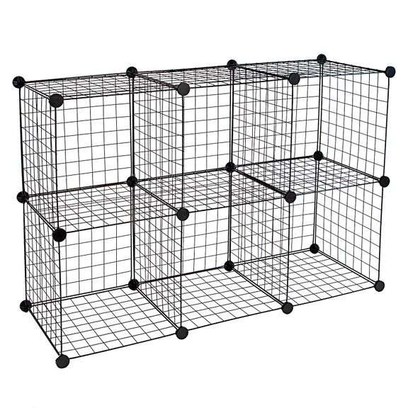 Work-It! Wire Storage Cubes, Modular Wire Shelving Units 6-Cubes (14" x ...