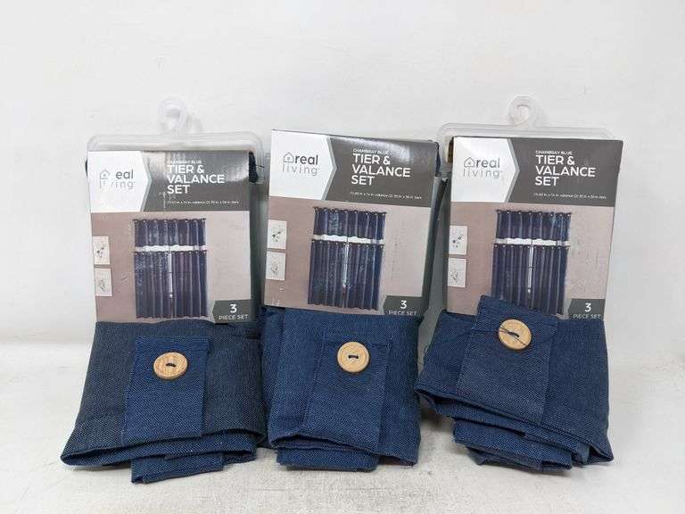 Lot of 3 Real Living Tier and Valance Set 3 Piece 60" x 14" - Dutch Goat