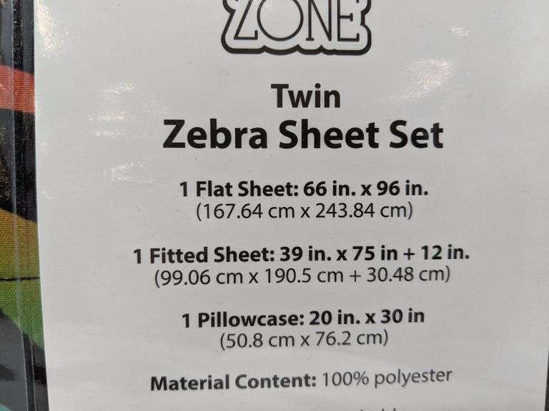 Your Zone Twin Zebra Sheet Set - Dutch Goat