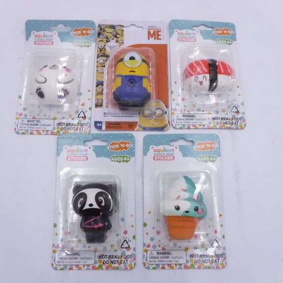 Assortment Of 5 Mini Squishy 2" Stress Relief Characters: Ninja Panda ...