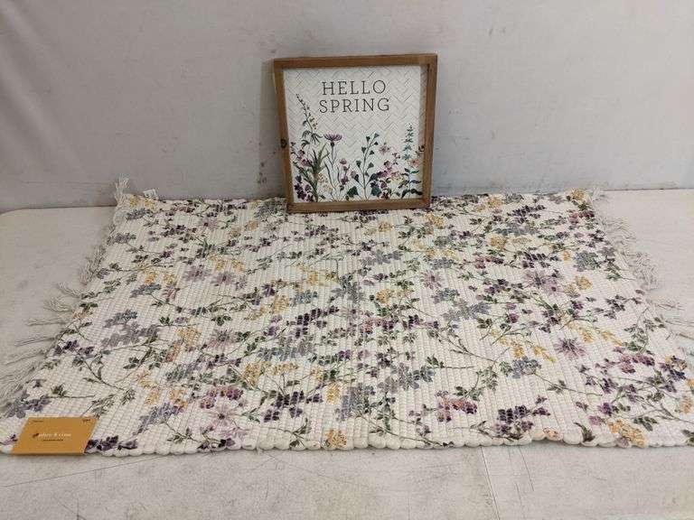 Hello Spring Rug 24" x 36" and Wall Art Set - Dutch Goat