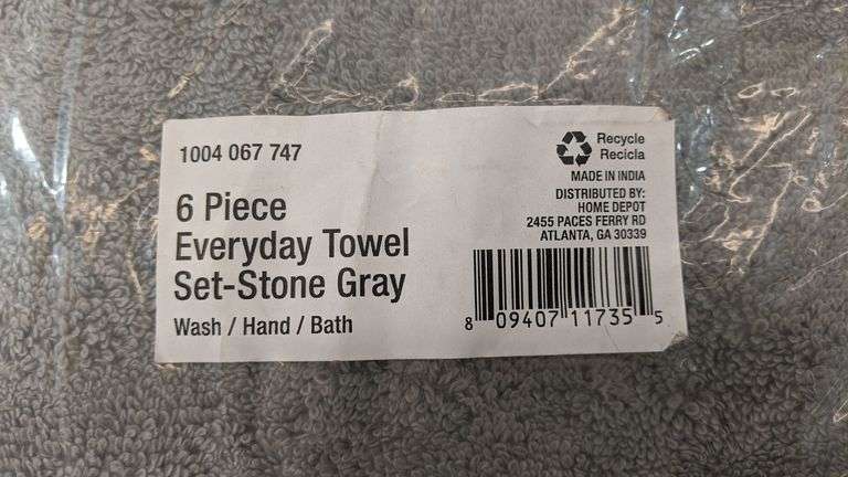 Lot of 2 - Style Well Stone Gray 6 Piece Everyday Towels Set Wash ...