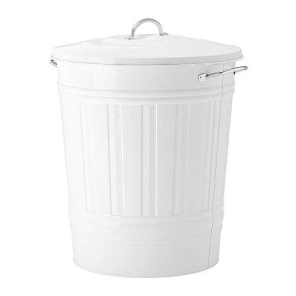 White Metal Garbage Can, 11 Gallon, With Lid And Silver Handles (Warped ...
