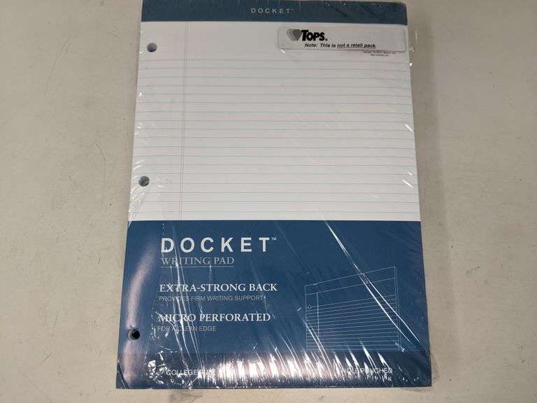Lot of 6 Docket Writing Pad 100 Sheet College Ruled 3-Hole Punched ...
