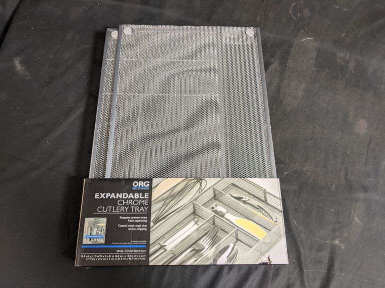 Org Well Organized Expandable Chrome Cutlery Tray 16.5 in x 11.5 in x 2 ...