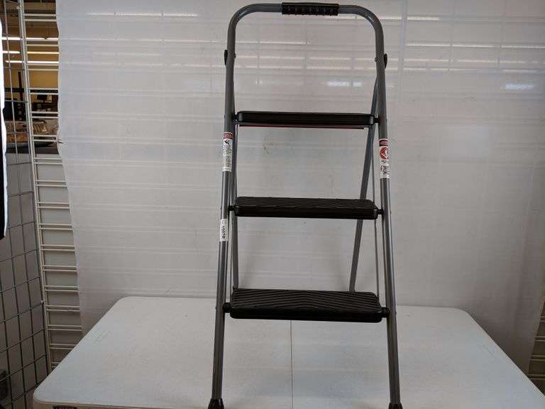 Werner 3-Step 225 lbs. Capacity Gray Steel Foldable Step Stool - Dutch Goat