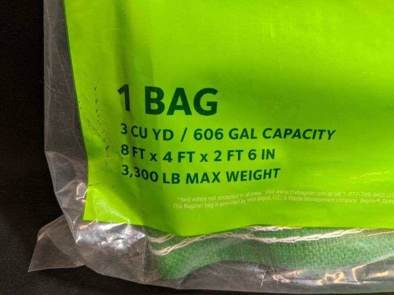 Lot of 2 Waste Management Bagster Dumpster In A Bag - 2 Bags Total - 8 ...