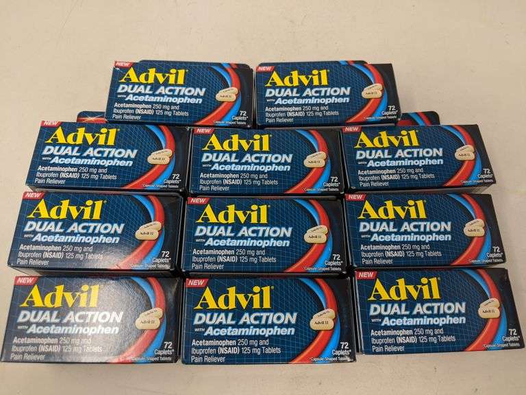 Lot of 11 Advil Dual Action With Acetaminophen Pain Reliever 72 Tablets ...