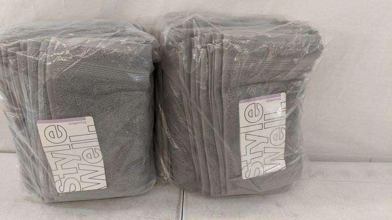 Lot of 2 - Style Well Stone Gray 6 Piece Everyday Towels Set Wash ...