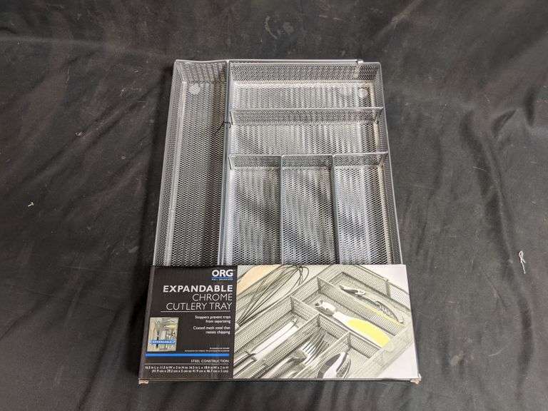 Org Well Organized Expandable Chrome Cutlery Tray 16.5 in x 11.5 in x 2 ...