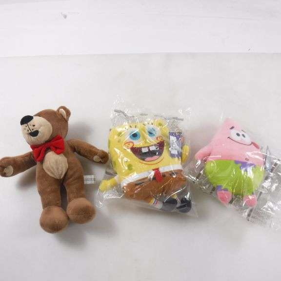 Assortment of Stuffed Animals 10". Teddy Bear, Spongebob, And Patrick ...