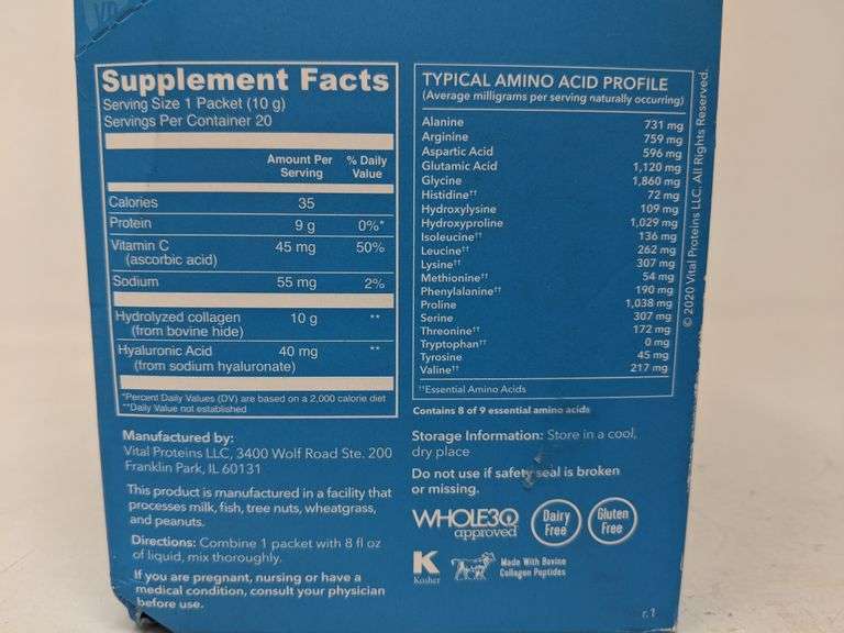 Vital Proteins Original Collagen Peptides Unflavored Dietary Supplement ...