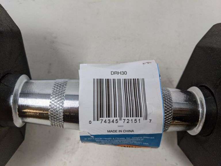 Lot of 2 Weider Rubber Hex Dumbbell - 30 lbs. - Dutch Goat