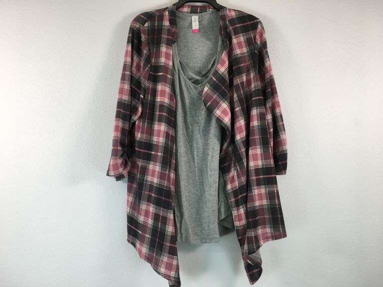 Women's No Boundaries Long Sleeve Flannel W/ Under Tank Top -Size XXL ...