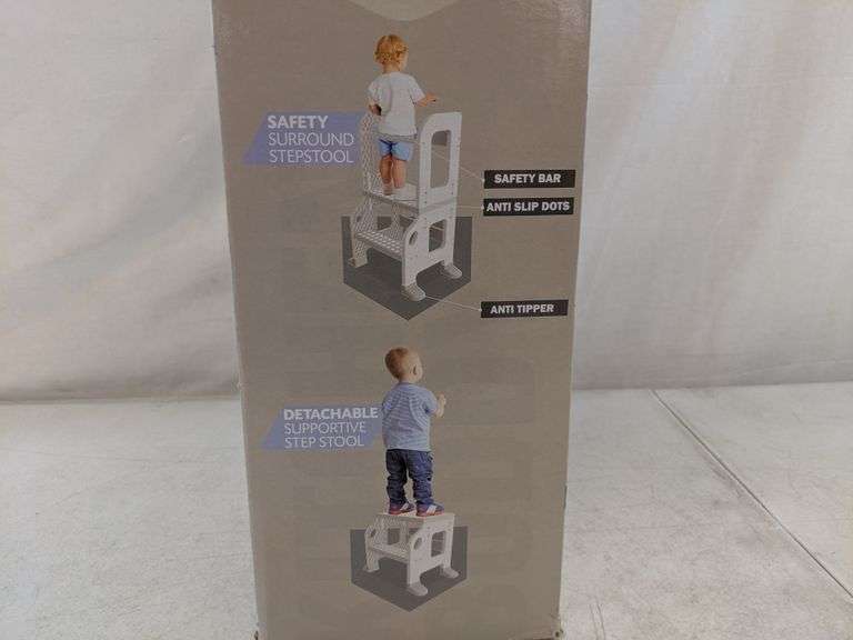 2 Tier Kitchen Buddy 2-in-1 Stool With Safety Bar, Anti-Slip Dots, Anti ...