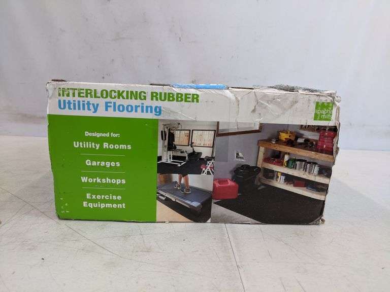 Interlocking Rubber Utility Flooring - Black, 12 Tiles - Dutch Goat