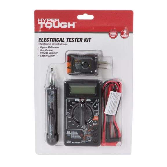 Hyper Tough 3-Piece Electrical Tester Kit, Includes Digital Multimeter ...