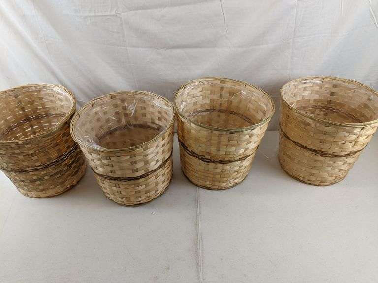 Lot of 4 Light Colored Woven Baskets - Dutch Goat