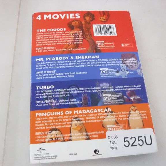 Dreamworks 4-Movie Collection: The Croods, Mr Peabody & Sherman, Turbo ...