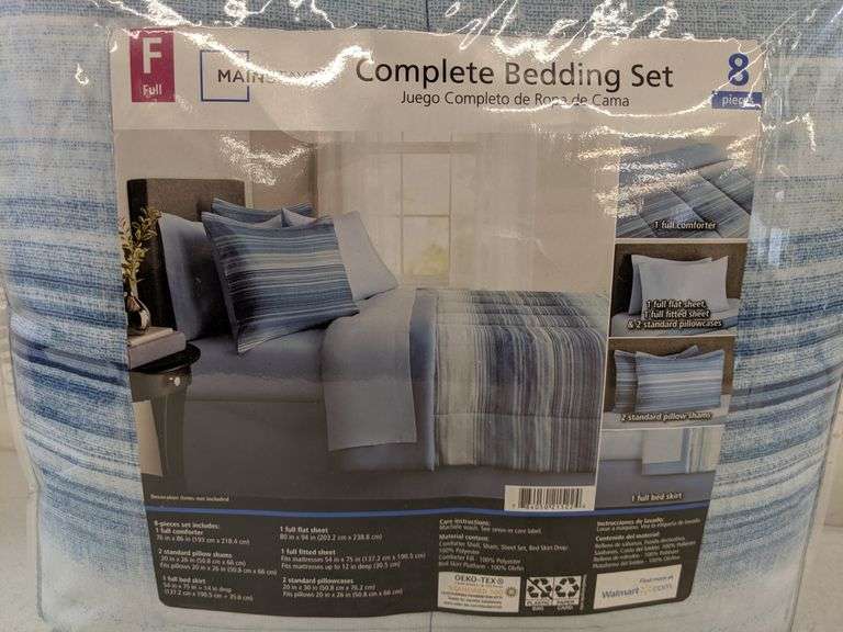 Mainstays 8-Piece Complete Bedding Set, Full, Blue - Dutch Goat