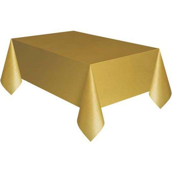 Value Party Plastic Tablecovers, Gold, Reusable, Washable, 54'' x 108 ...