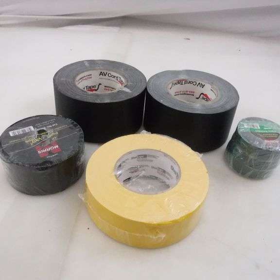 Assortment Of 7 Tapes: 2 Black AV Cord Tapes; 1 Yellow Shur Tape; 1 ...