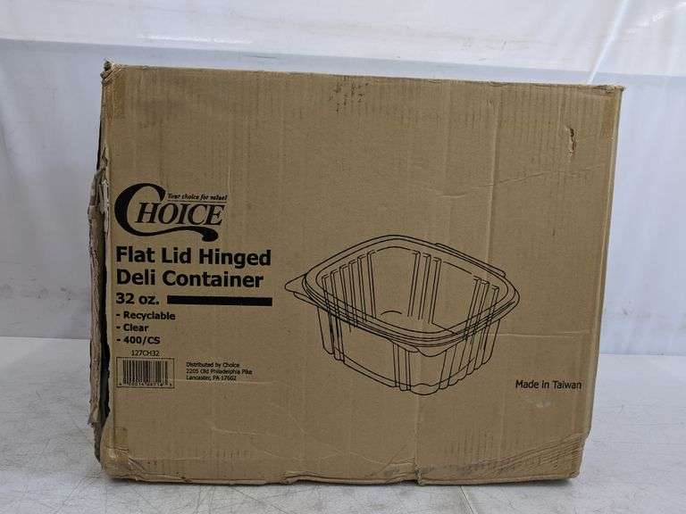 Choice Flat Lid Hinged Deli Containers - 32 oz, 400 Total - Dutch Goat
