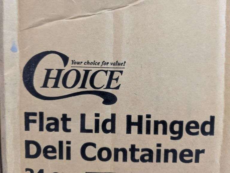 Choice Flat Lid Hinged Deli Containers - 24 oz, 200 Total - Dutch Goat