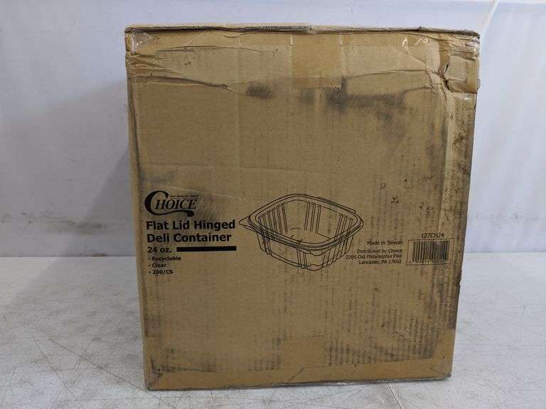 Choice Flat Lid Hinged Deli Containers - 24 oz, 200 Total - Dutch Goat