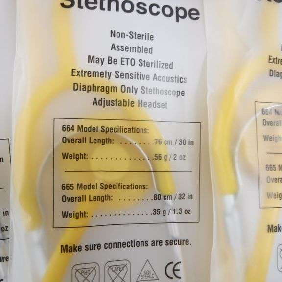 Lot Of 5: Proscope Yellow Disposable Stethoscope - Non Sterile, Assembled, Adjustable Headset ...