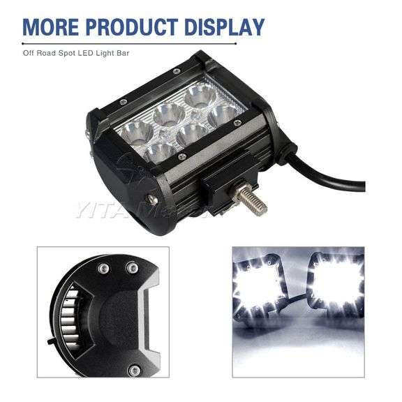 Set Of 2: Yita Motor 4" Square 18W LED Work Light Bar For Jeep, SUV ...