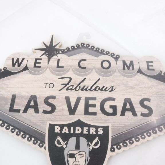 "Welcome To Fabulous Las Vegas" Sign With Raiders Logo, 24" X 13-1/2 ...