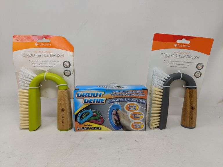 Assortment of 3 Grout & Tile Brushes - 2 Full Circle Grout Bushes, 1 ...