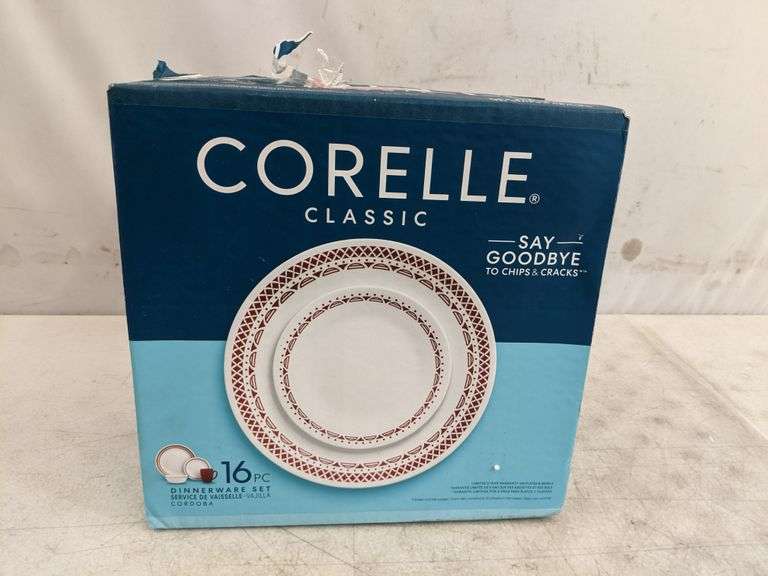 Corelle Classic Dinnerware Set - White and Red, 16 pieces - Dutch Goat