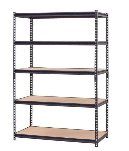 Muscle Rack Black 5-Tier Heavy Duty Steel Garage Storage Shelving (48 ...