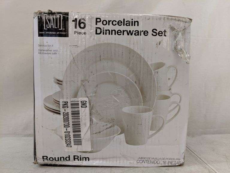Salt 16-Pc Porcelain Dinnerware Set, Round Rim, White - Dutch Goat