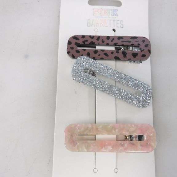 2 Packs Of 3: Victoria's Secret PINK Rectangle Hair Barrettes - Dutch Goat