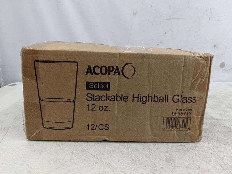 Acopa Select Stackable Highball Glass Case - 12 oz, 12 Total - Dutch Goat