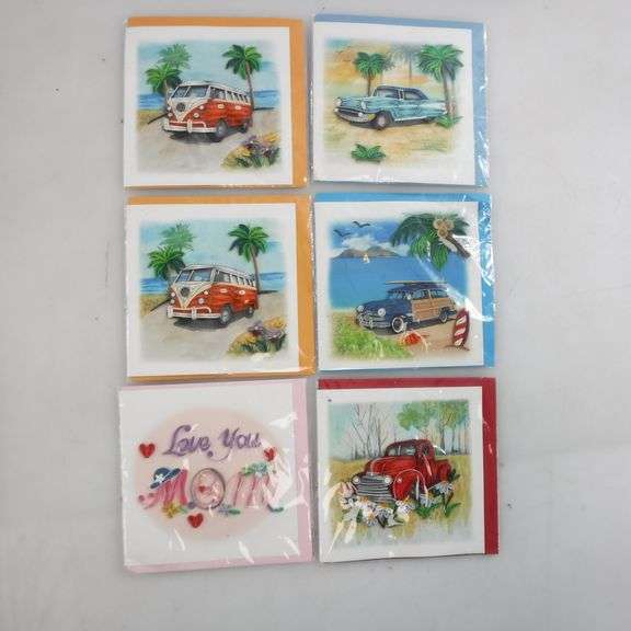 Assortment Of 6: Cars Quilling Square Cards With Envelopes - Dutch Goat