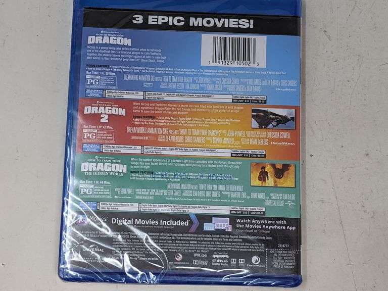 Blu-Ray DVD 3 Movie Collection - How to Train Your Dragon 1, 2 & Hidden World - Dutch Goat