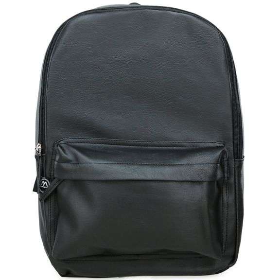 Metropack Black Vegan Leather Backpack 16" x 12" - Adjustable Straps ...