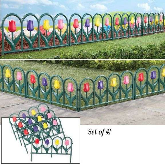 Tulip Border Fence Edging Set - 4 Piece - Multi By Collections Etc ...