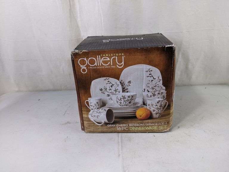 Tabletops Gallery - Dinnerware Set 16 Pc ( Color: Gray/Cherry Blossom ...